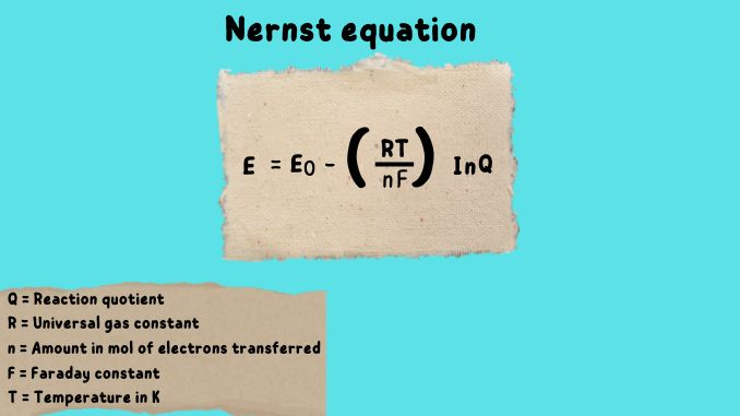Nernst equation: Definition and description - ScienceQuery