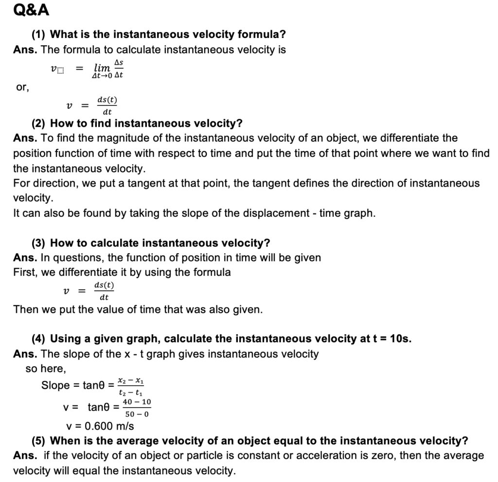 Instantaneous Velocity: Definition and examples - ScienceQuery