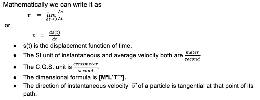Instantaneous Velocity: Definition and examples - ScienceQuery