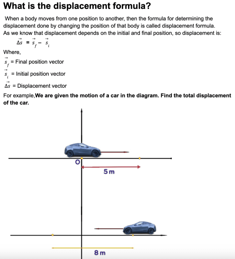 Displacement formula: Derivation and examples - ScienceQuery