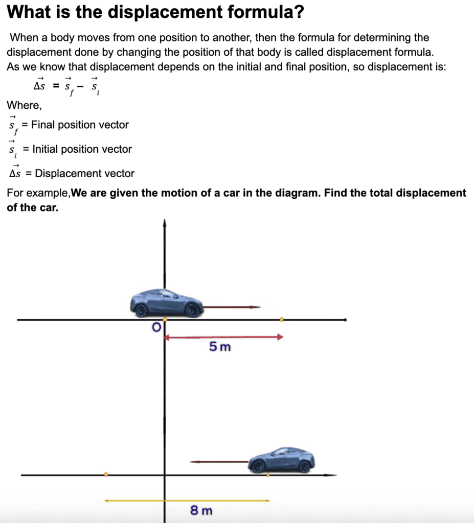 Displacement formula: Derivation and examples - ScienceQuery