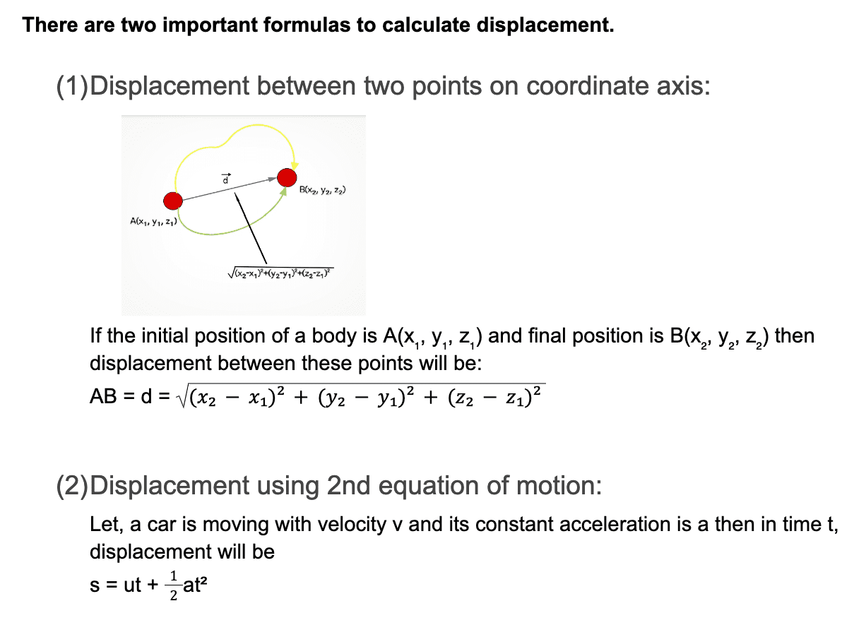 Displacement formula: Derivation and examples - Science Query