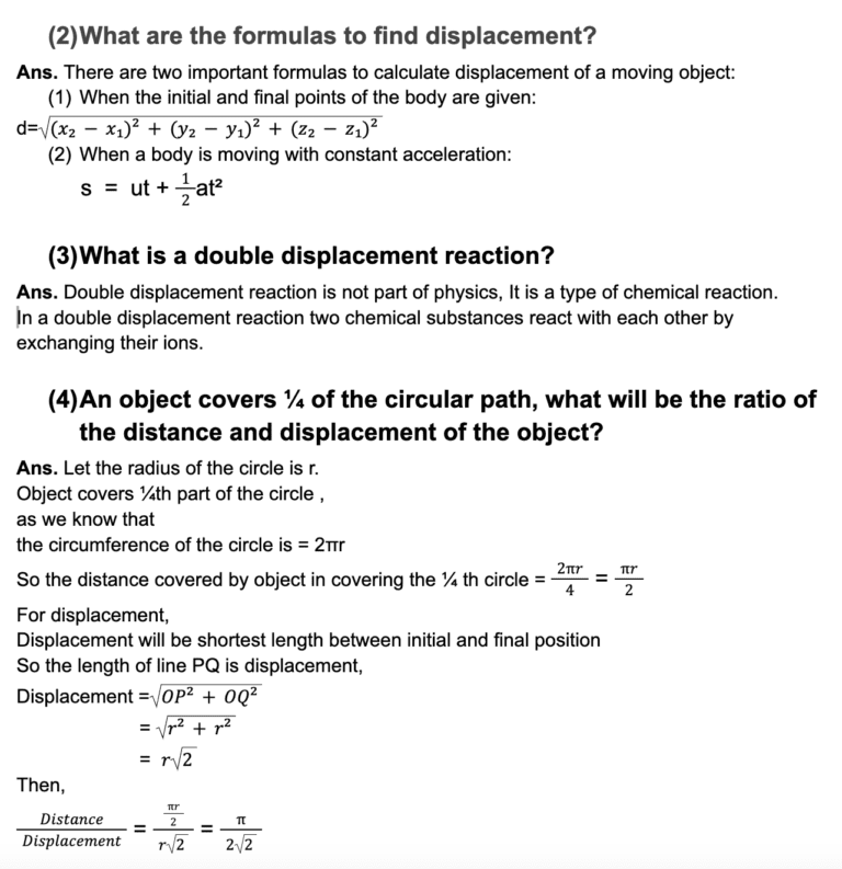 Displacement formula: Derivation and examples - ScienceQuery